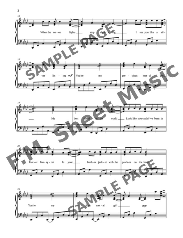 Precious Metal Girl (Intermediate Piano) By Weezer - F.M. Sheet Music - Pop Arrangements by ...